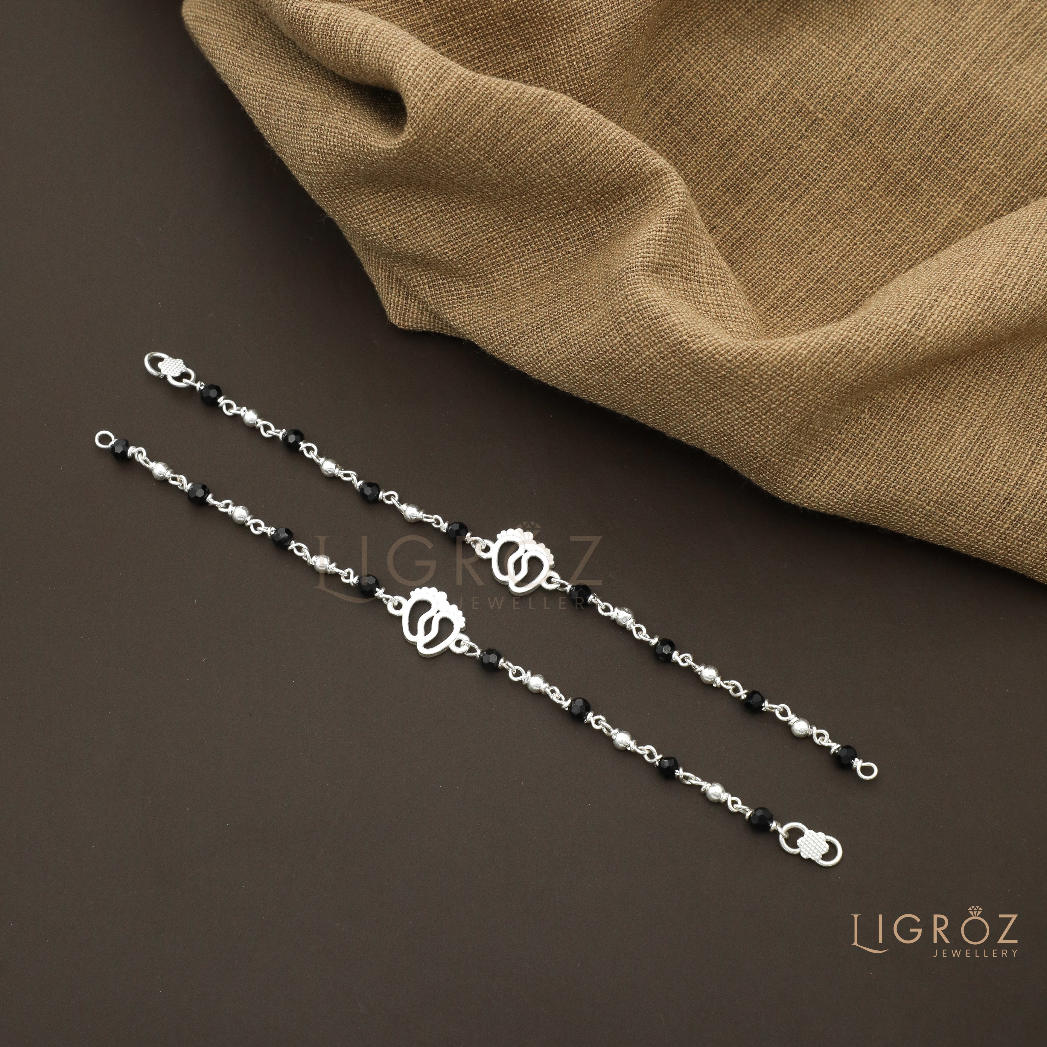Real Silver Black bead Kids Nazariya Bracelet – Ligroz